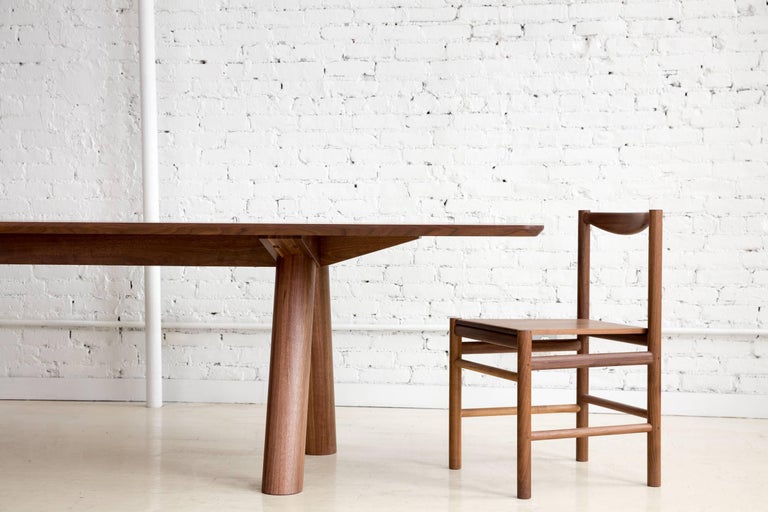 Contemporary Angled Leg Column Dining Table in Walnut Wood by Fort ...