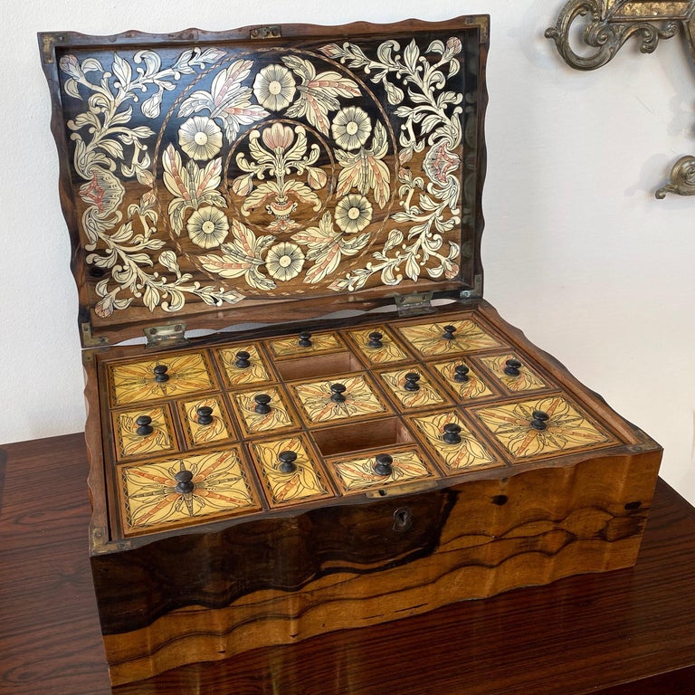 Anglo-Ceylonese Coromandel Work Box with Exceptional Decoration, Late ...