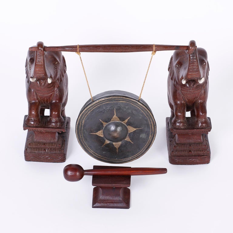 Anglo Indian Bronze Gong with Elephants at 1stDibs