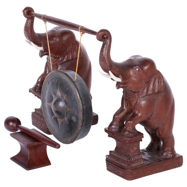 Anglo Indian Bronze Gong with Elephants at 1stDibs