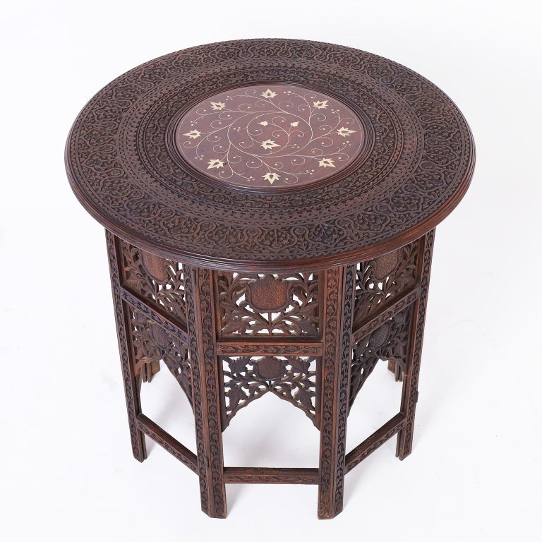 Anglo Indian Carved and Inlaid Stand For Sale at 1stDibs