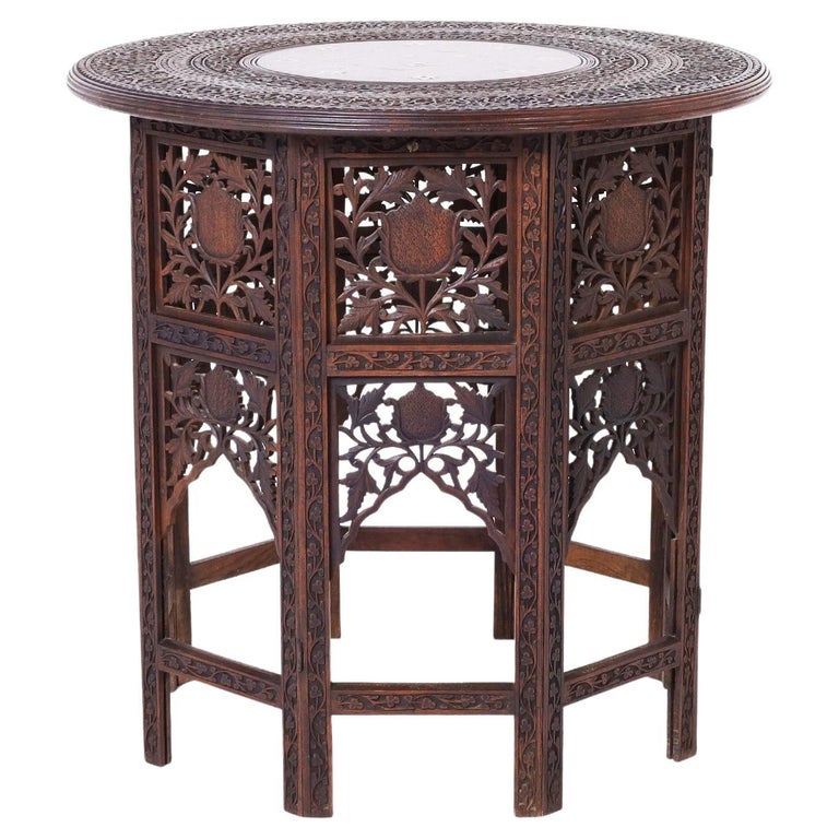 Anglo Indian Carved and Inlaid Stand For Sale at 1stDibs