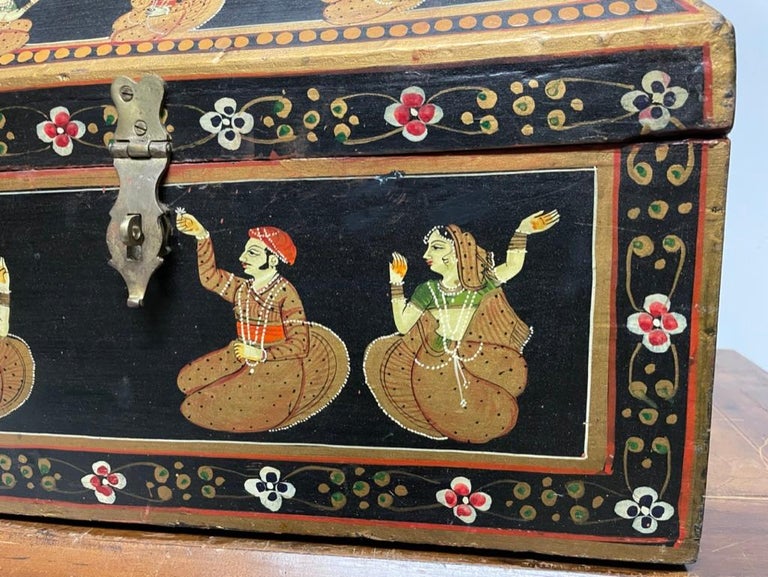 Anglo Indian Decorative Box with Painted Figures of Dancers For Sale at ...