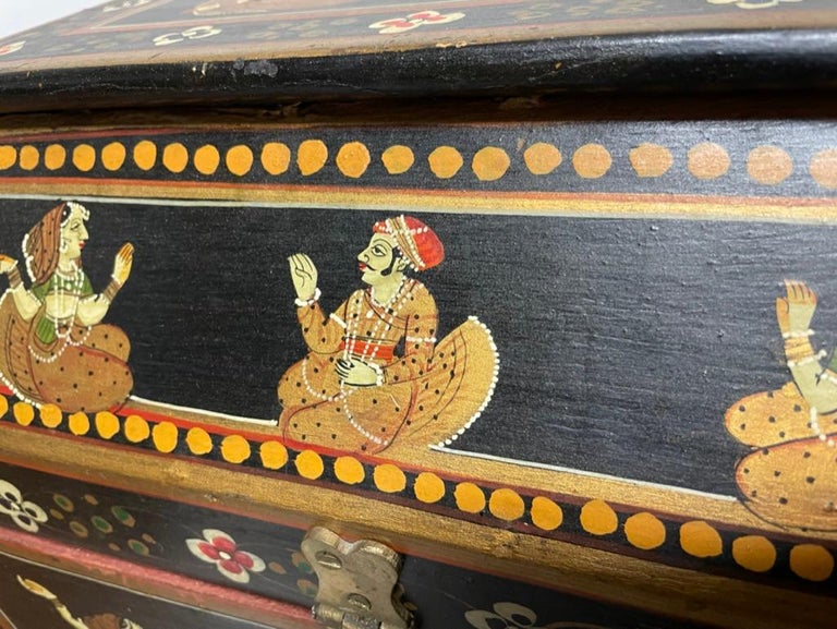 Anglo Indian Decorative Box with Painted Figures of Dancers For Sale at ...