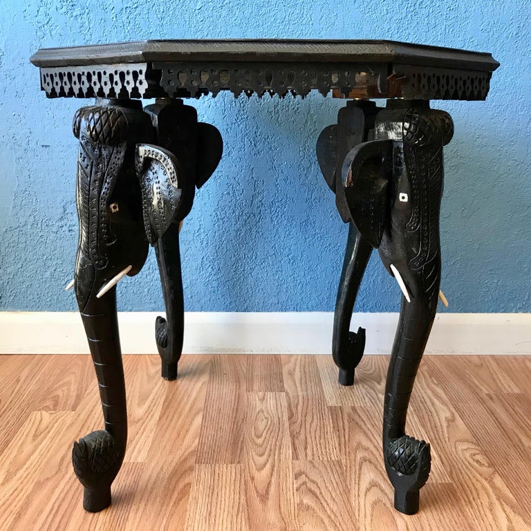 Anglo - Indian Elephant Motif Table For Sale at 1stDibs