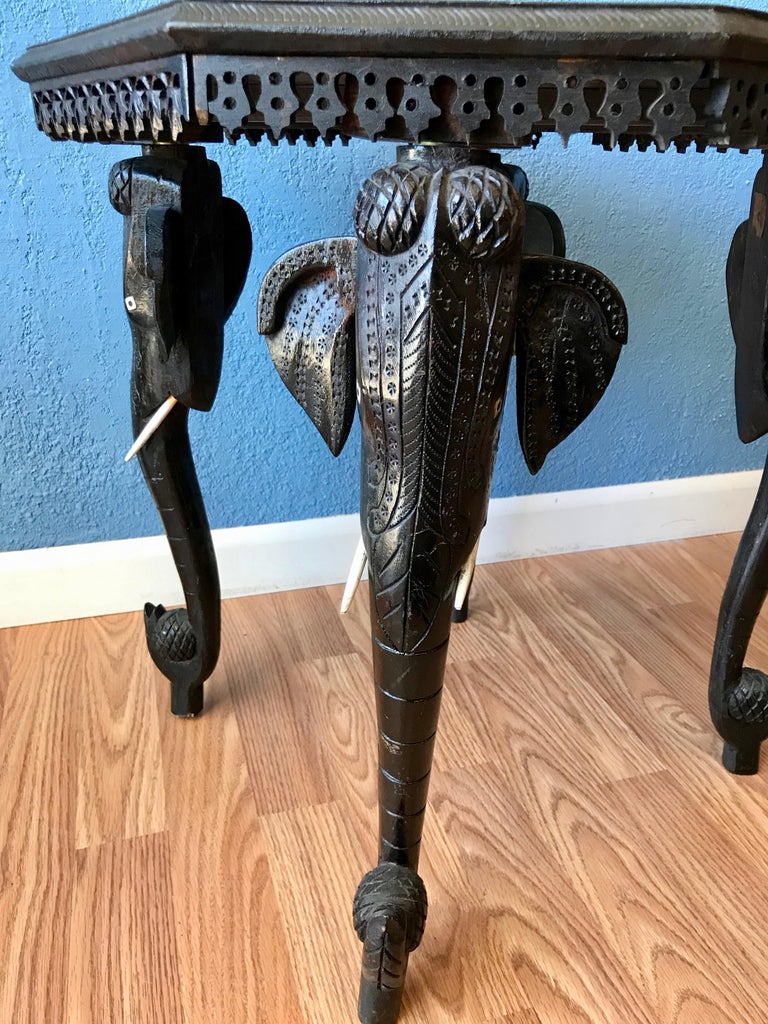Anglo - Indian Elephant Motif Table For Sale at 1stDibs