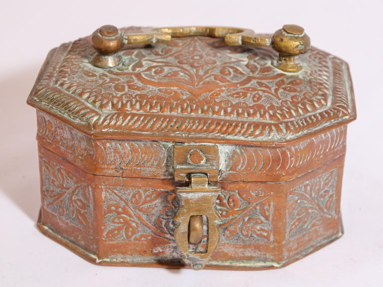 Handcrafted Antique Tinned Copper Metal Betel Box, India For Sale at ...