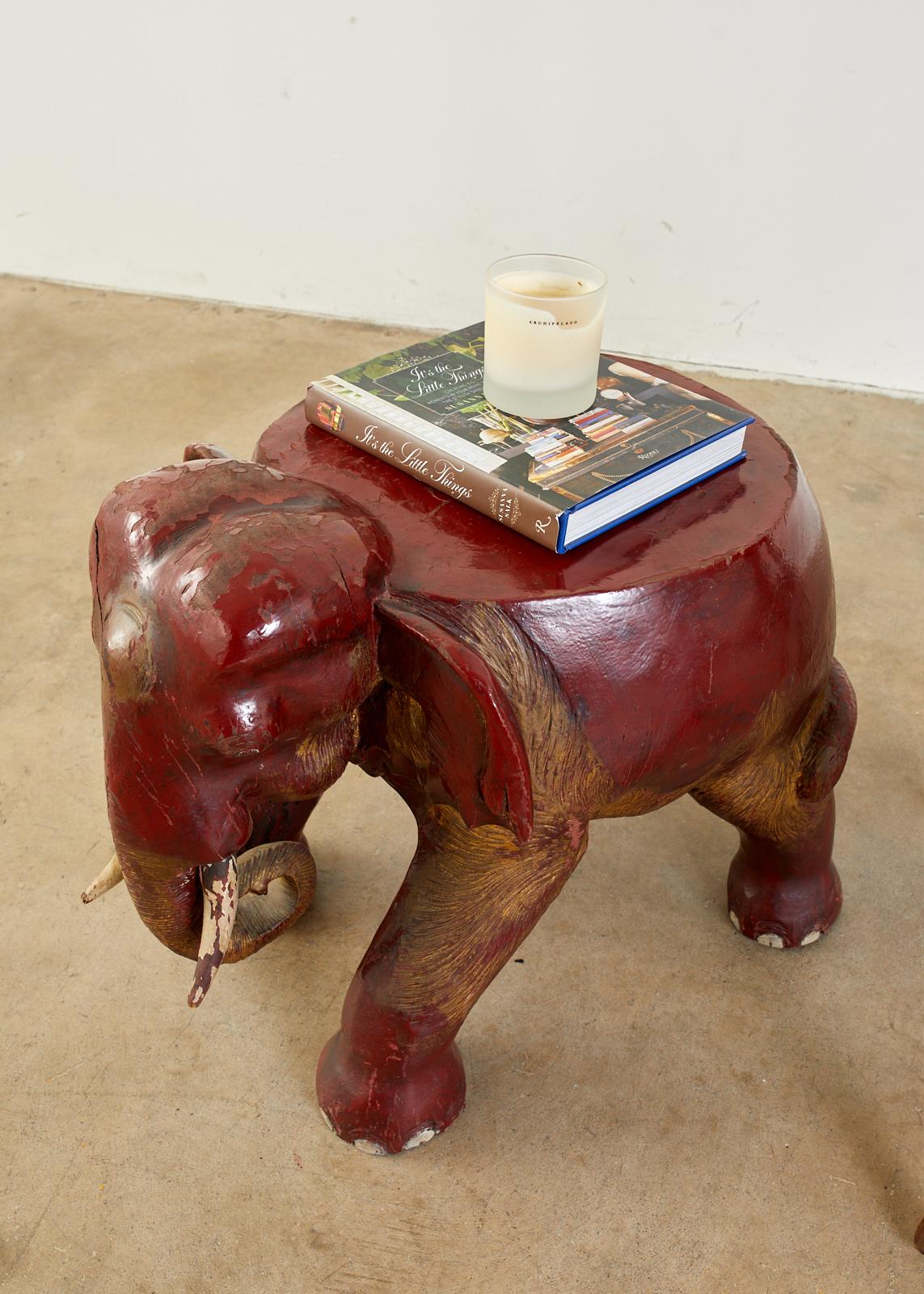 Anglo-Indian Hardwood Carved Elephant Stool at 1stDibs | indian ...