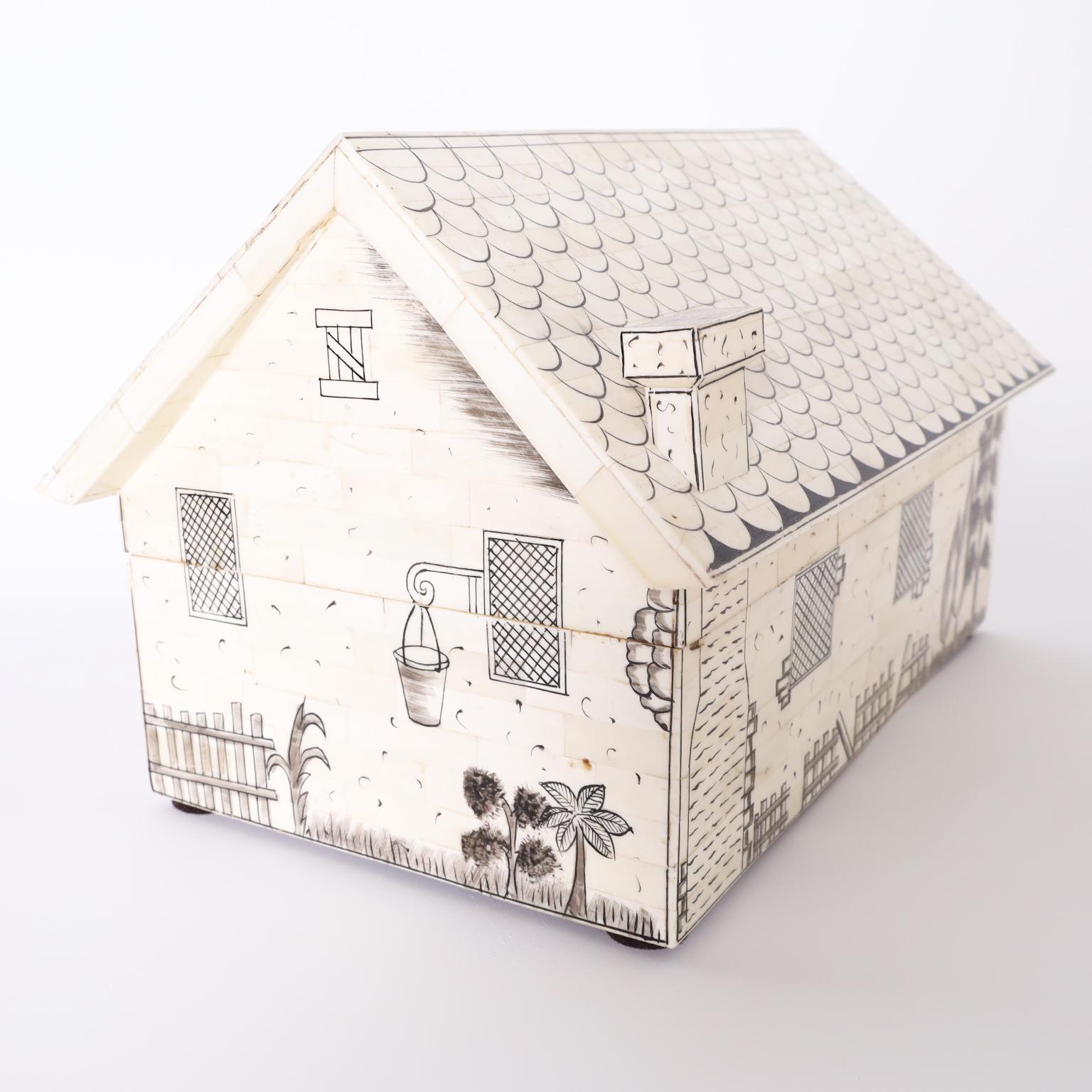 Anglo Indian House Form Bone Box at 1stDibs
