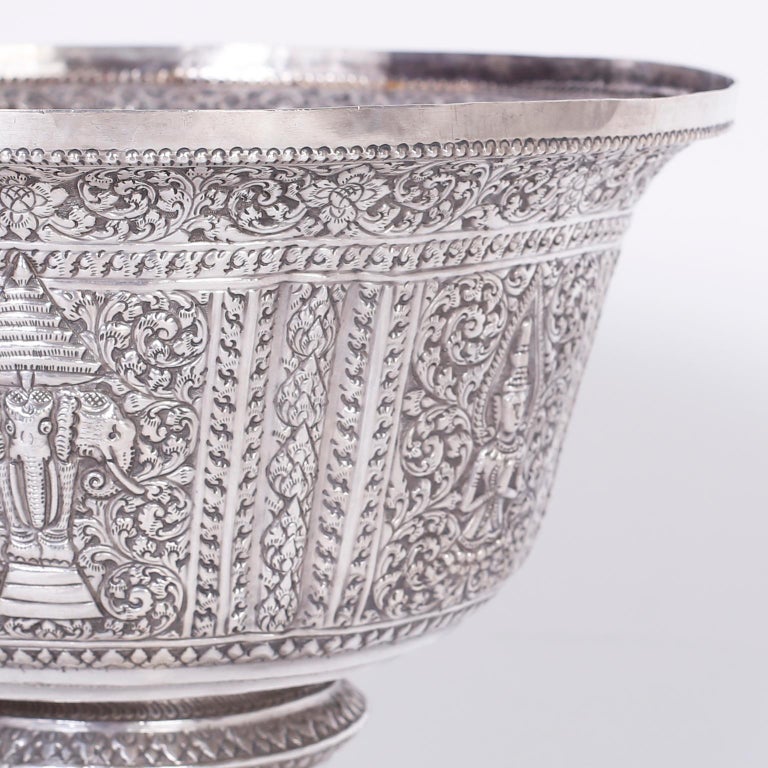 Anglo Indian Large Silver Footed Bowl at 1stDibs