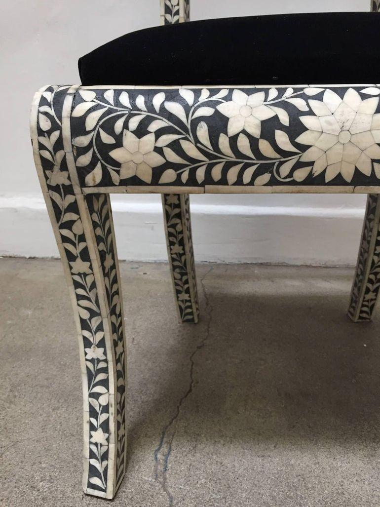 Anglo-Indian Mughal Bone Inlay Side Chairs with Ram's Head For Sale at ...