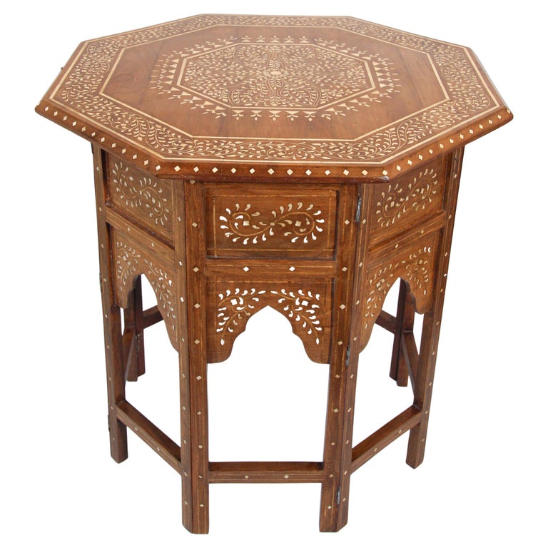 Anglo-Indian Octagonal Mughal Moorish Table with Inlay India at 1stDibs