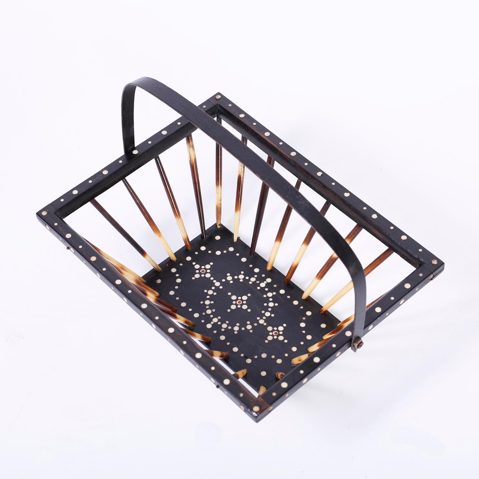 Anglo Indian Quill Basket at 1stDibs