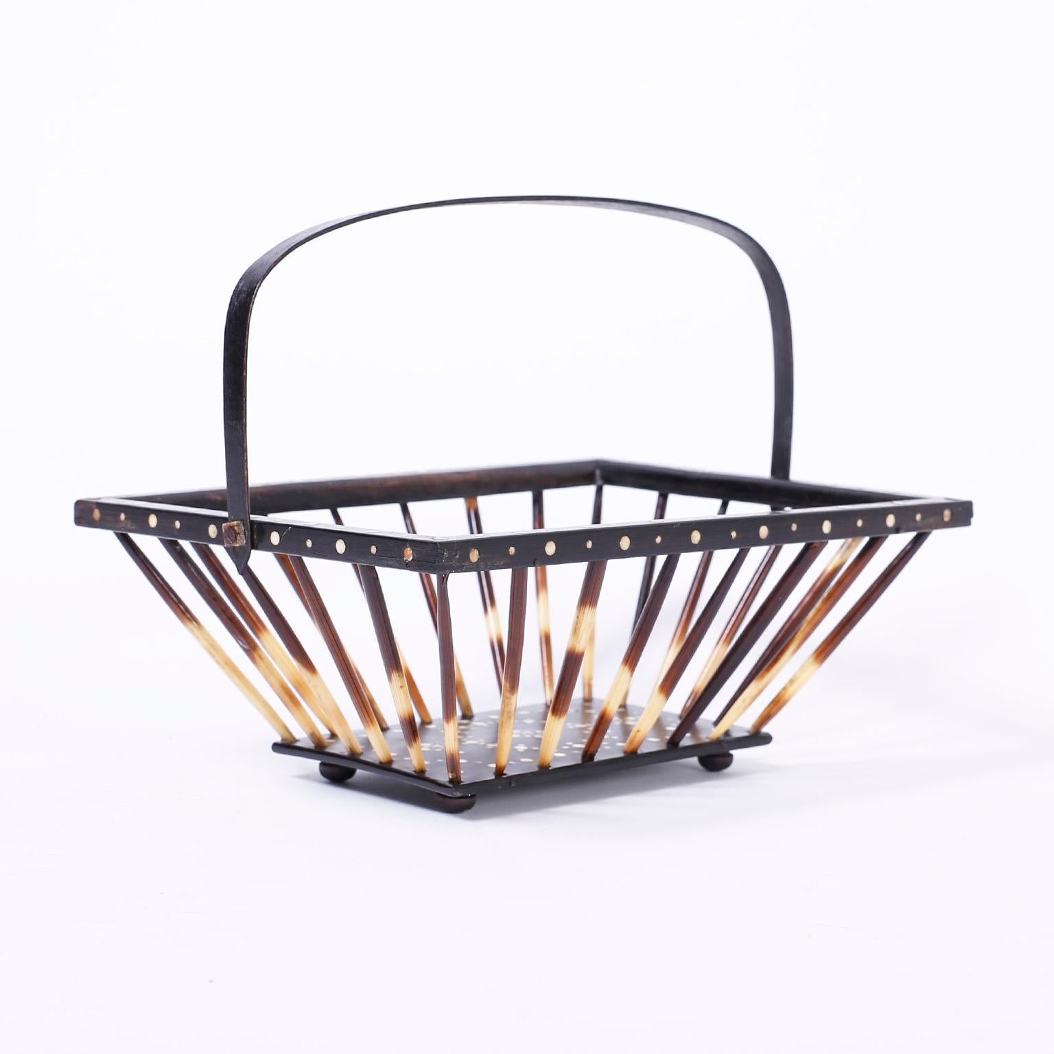 Anglo Indian Quill Basket at 1stDibs
