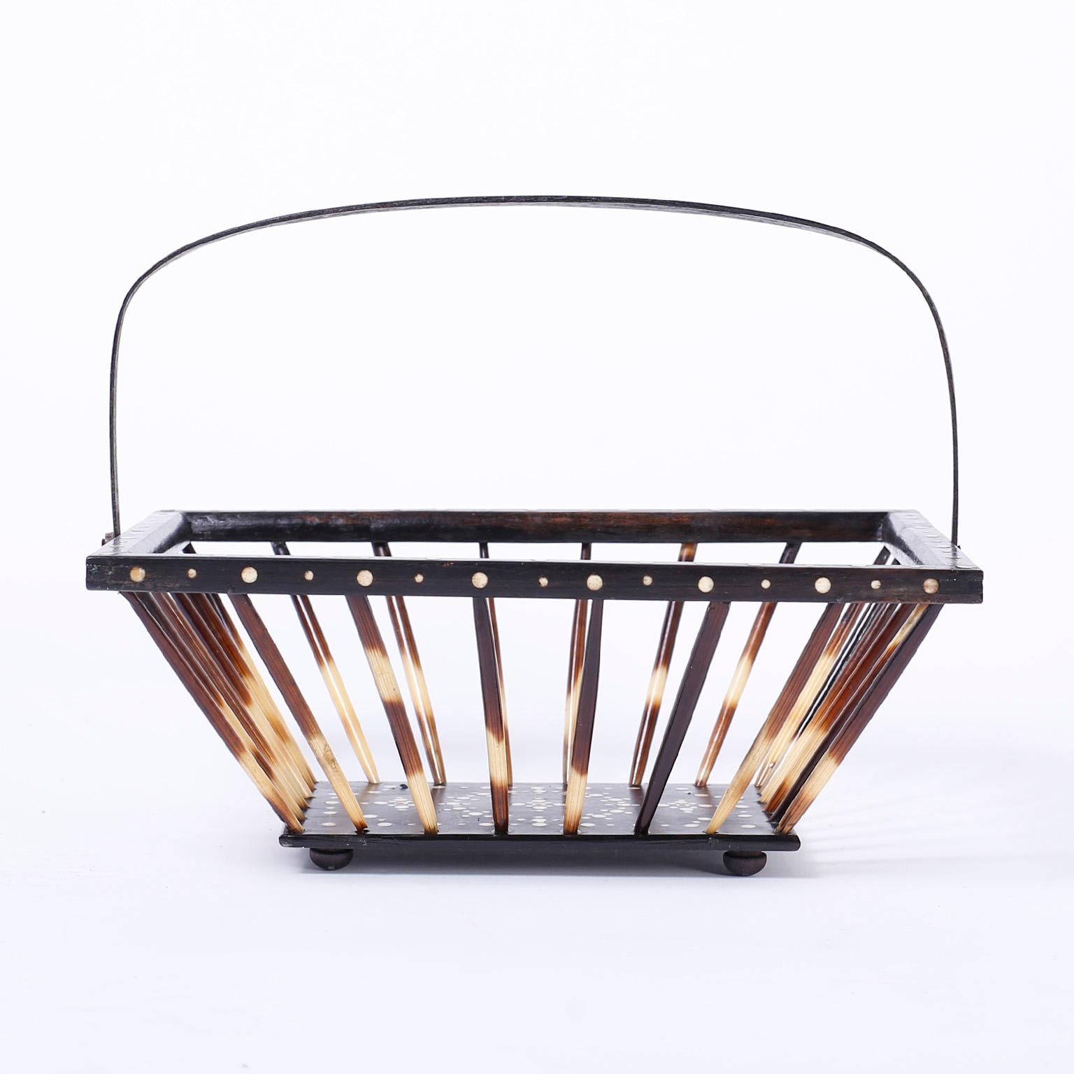 Anglo Indian Quill Basket at 1stDibs
