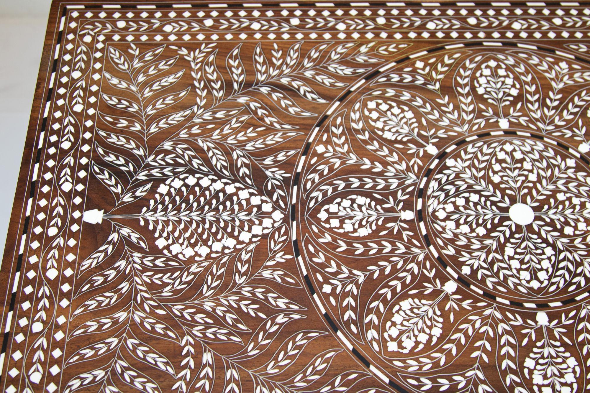 Anglo Indian Rectangular Coffee Table with Bone Inlay 1940's at 1stDibs