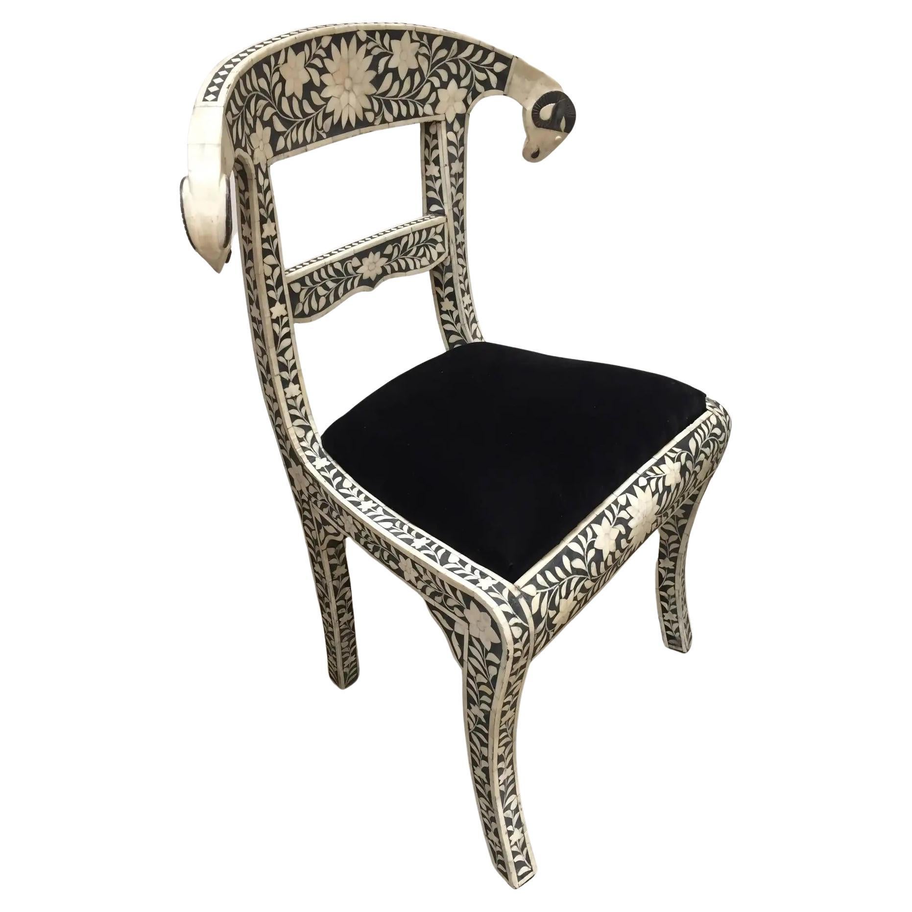 Antique Indian Rustic Low Seat Wooden Chair with Carved Rosettes and ...