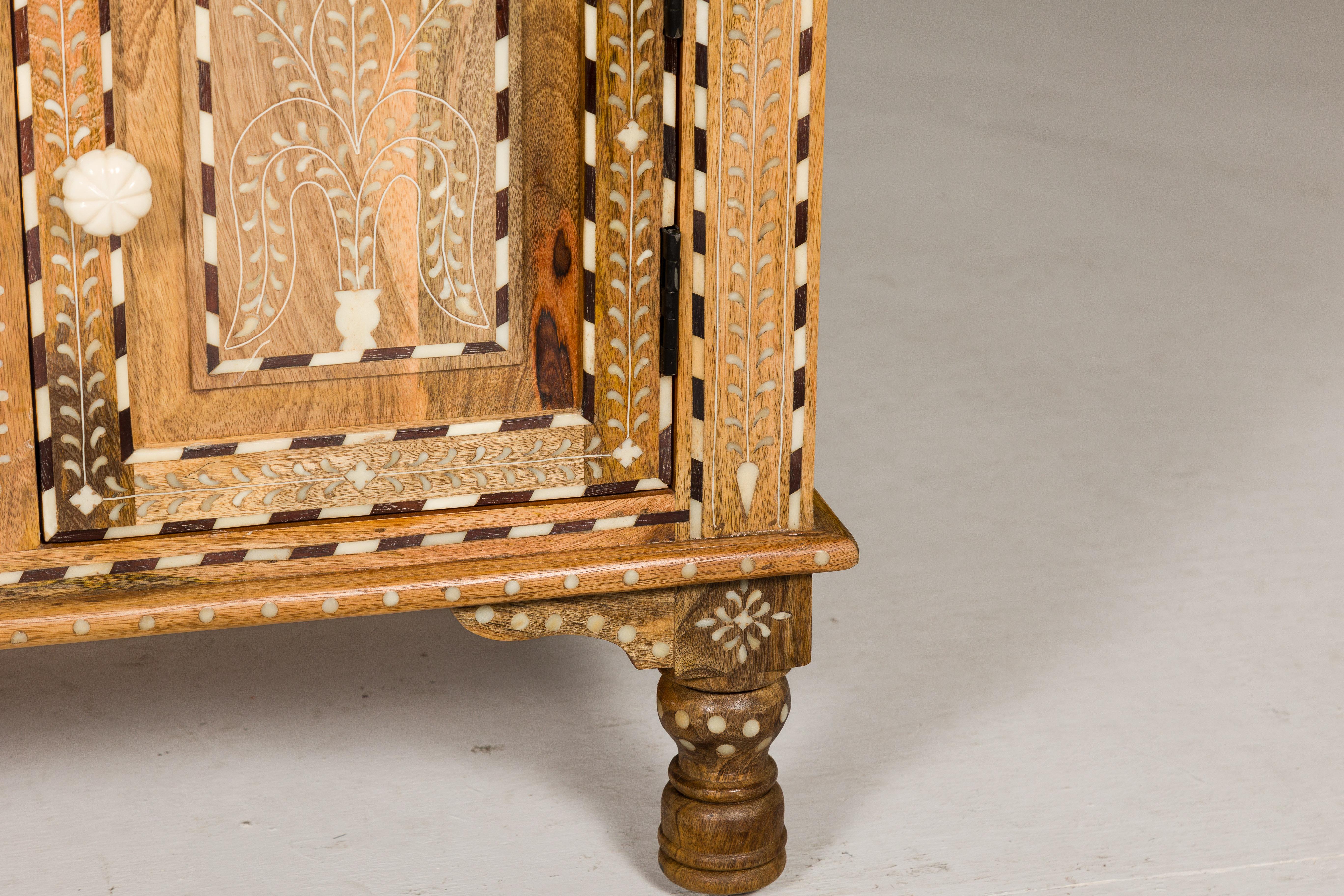 Anglo-Indian Style Mango Wood Buffet with Geometric Bone Inlay For Sale ...