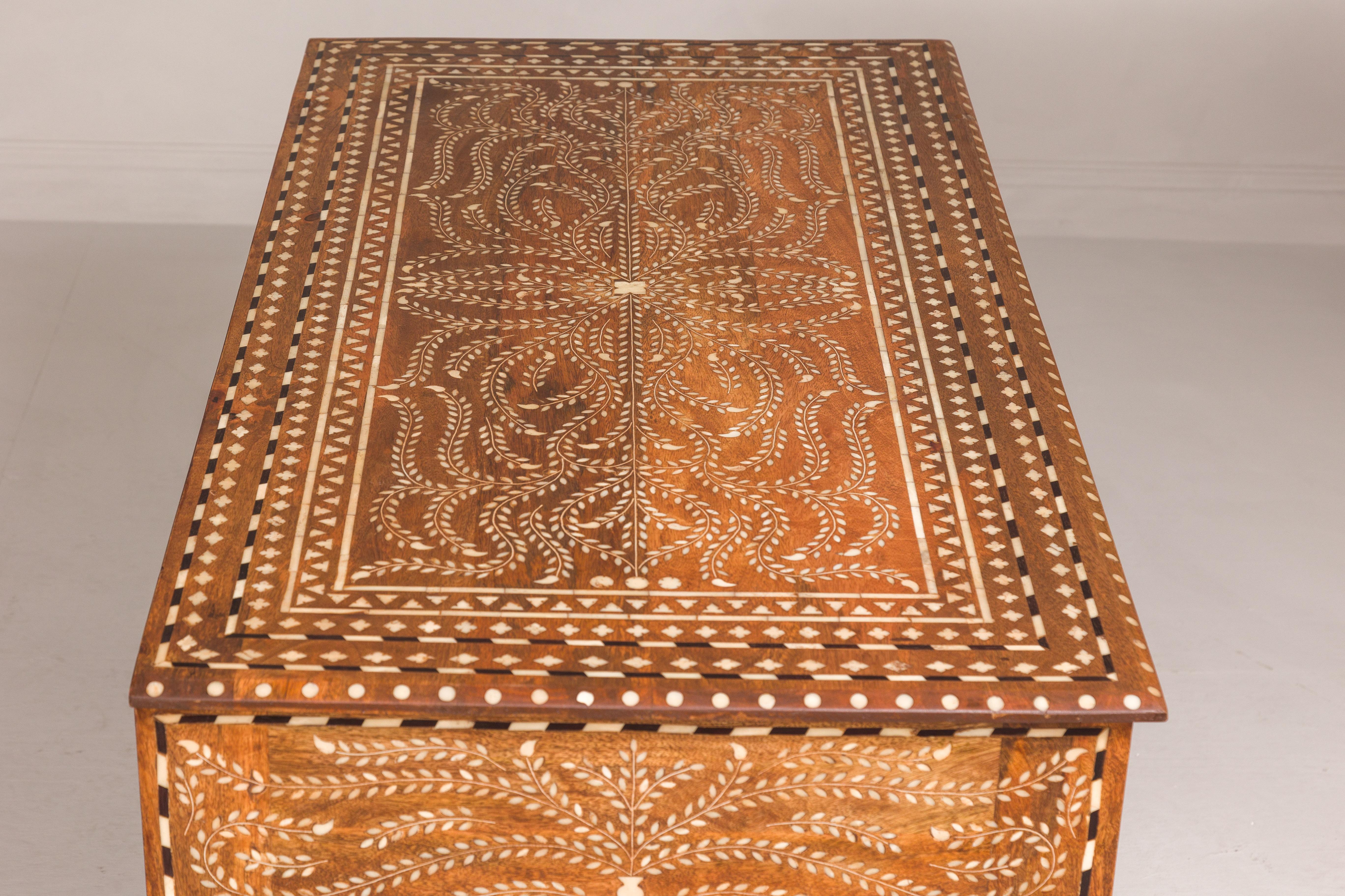 Anglo Indian Style Mango Wood Console or Desk with Three Drawers and ...