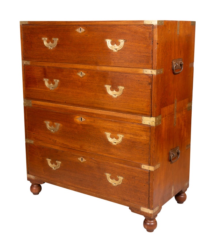Anglo Indian Teakwood Campaign Chest For Sale at 1stDibs