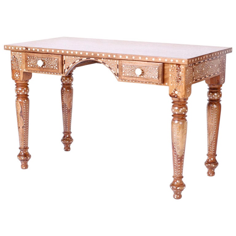 Anglo Indian Writing Desk with Bone Inlays at 1stDibs