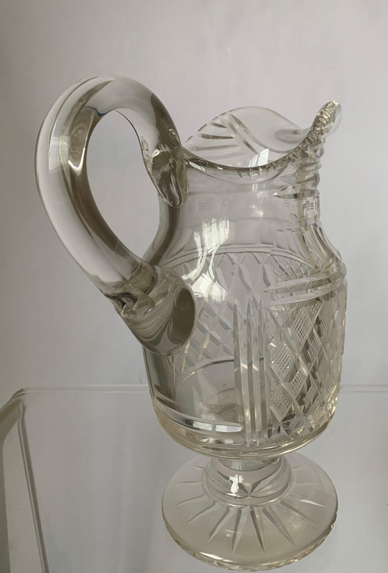 Anglo-Irish Large Cut Crystal Footed Jug, circa 1820 For Sale at 1stDibs