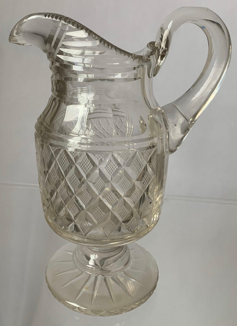 Anglo-Irish Large Cut Crystal Footed Jug, circa 1820 For Sale at 1stDibs