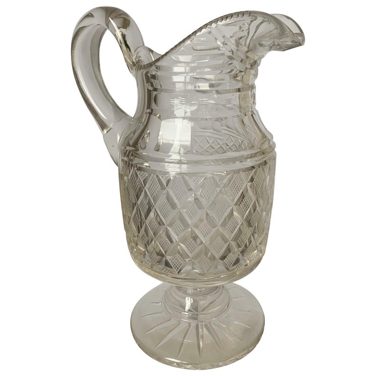 Anglo-Irish Large Cut Crystal Footed Jug, circa 1820 For Sale at 1stDibs