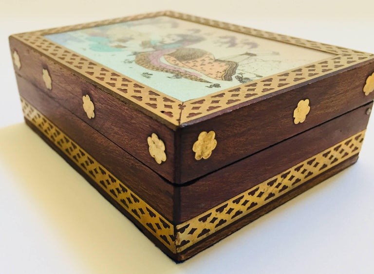 Anglo-Raj Wood and Brass Box with Hand-Painted Scene at 1stDibs | anglo ...