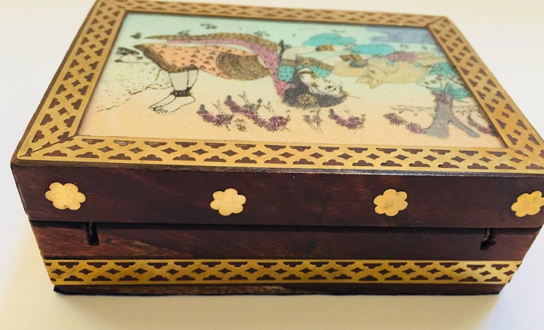 Anglo-Raj Wood and Brass Box with Hand-Painted Scene at 1stDibs | anglo ...