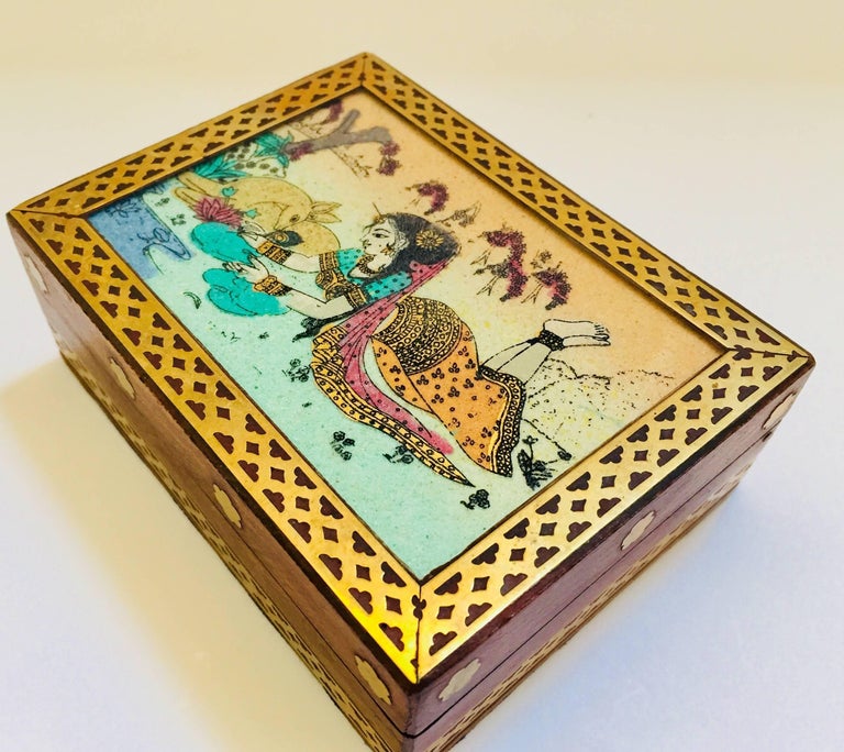 Anglo-Raj Wood and Brass Box with Hand-Painted Scene at 1stDibs | anglo ...
