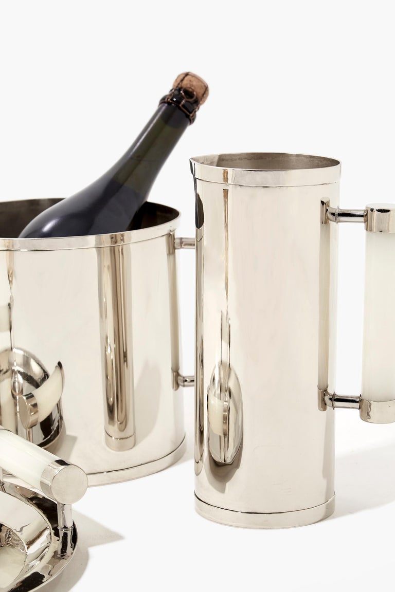 Angostura Large Pitcher, Alpaca Silver and Cream Natural Onyx Stone For ...