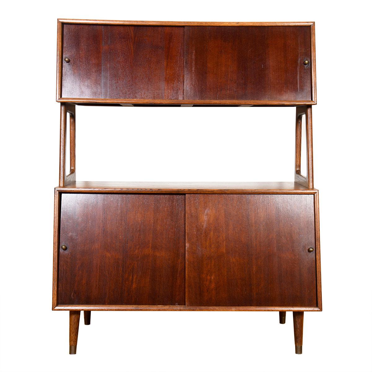 Angular Double-Decker Walnut Highboard Room Divider For Sale at 1stDibs