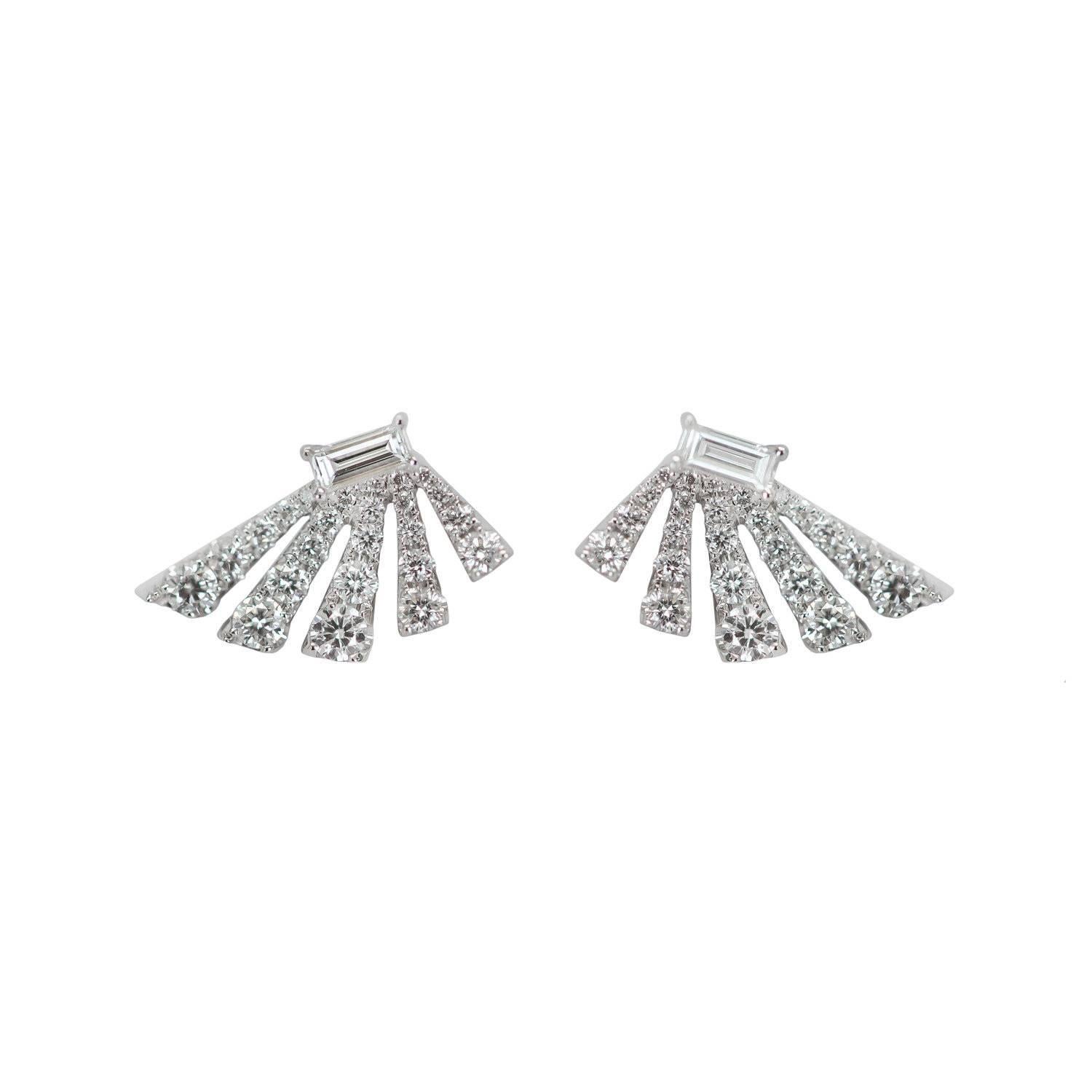 Angular Fan Diamond Baguette Earrings For Sale at 1stDibs | black ...