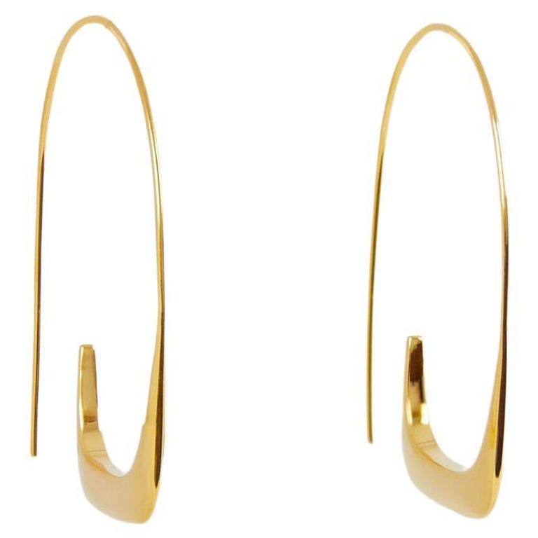 Angular Hook Drop Earrings, 18 Carat Gold Recycled Silver For Sale at 1stDibs