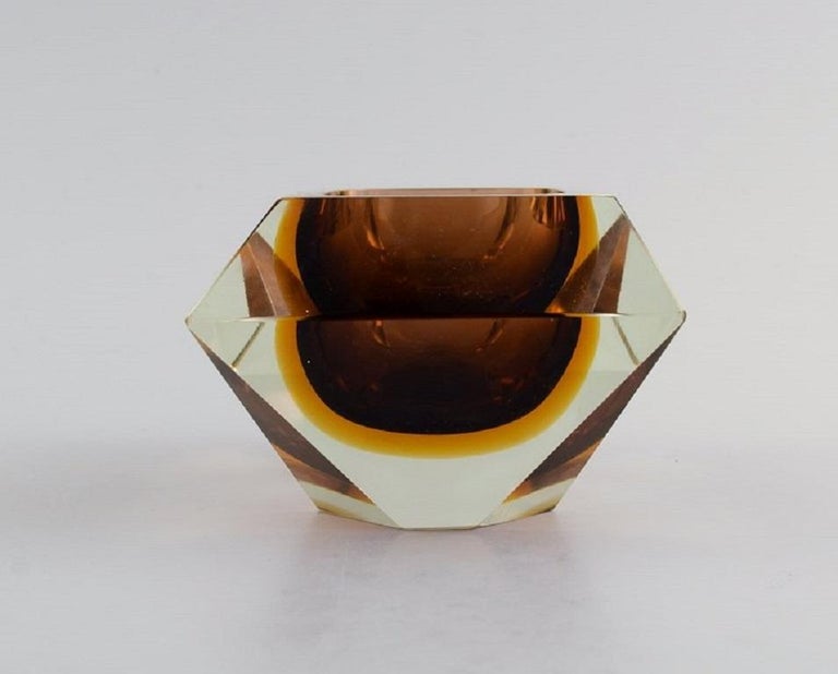 Angular Murano Bowl in Smoky Mouth-Blown Art Glass, 1960s For Sale at ...