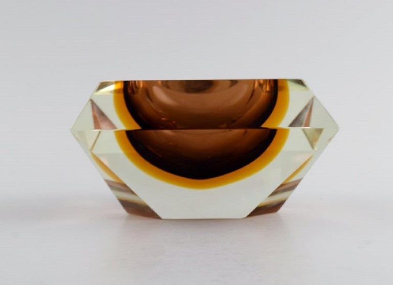 Angular Murano Bowl in Smoky Mouth-Blown Art Glass, 1960s For Sale at ...