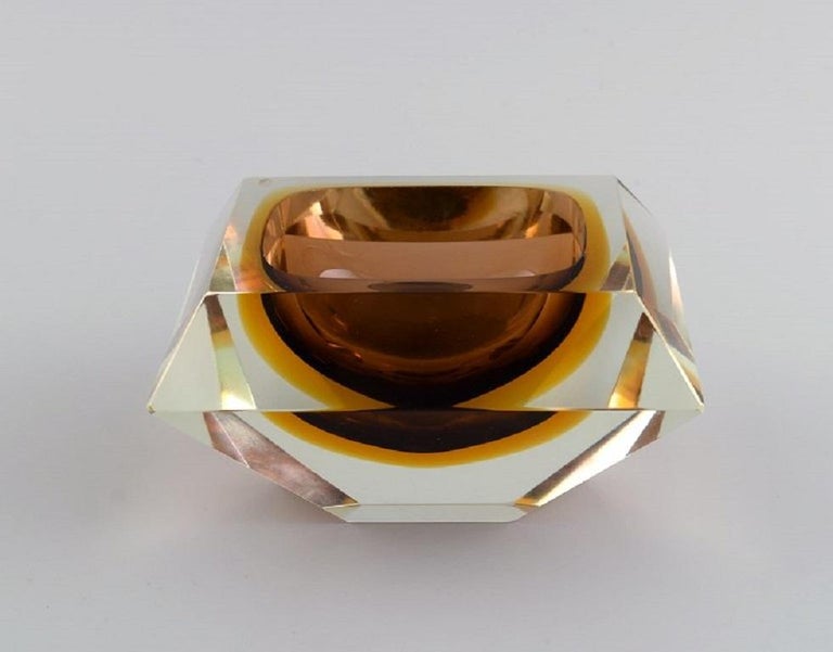 Angular Murano Bowl in Smoky Mouth-Blown Art Glass, 1960s For Sale at ...