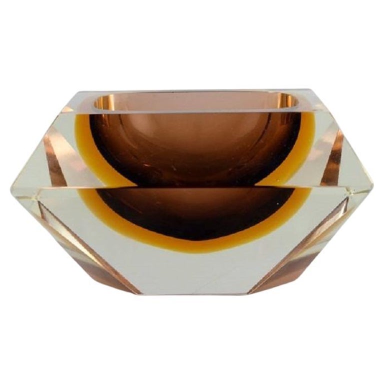 Angular Murano Bowl in Smoky Mouth-Blown Art Glass, 1960s For Sale at ...