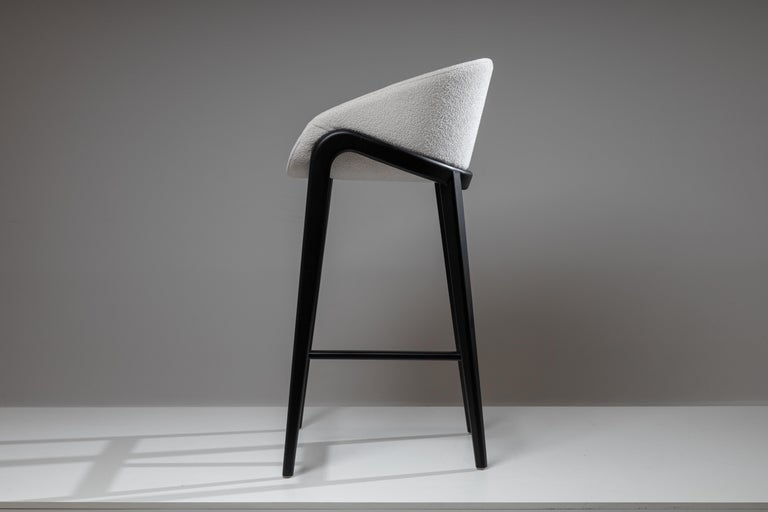 Ângulo Brazilian Contemporary Wood and Fabric Stool by Lattoog For Sale ...