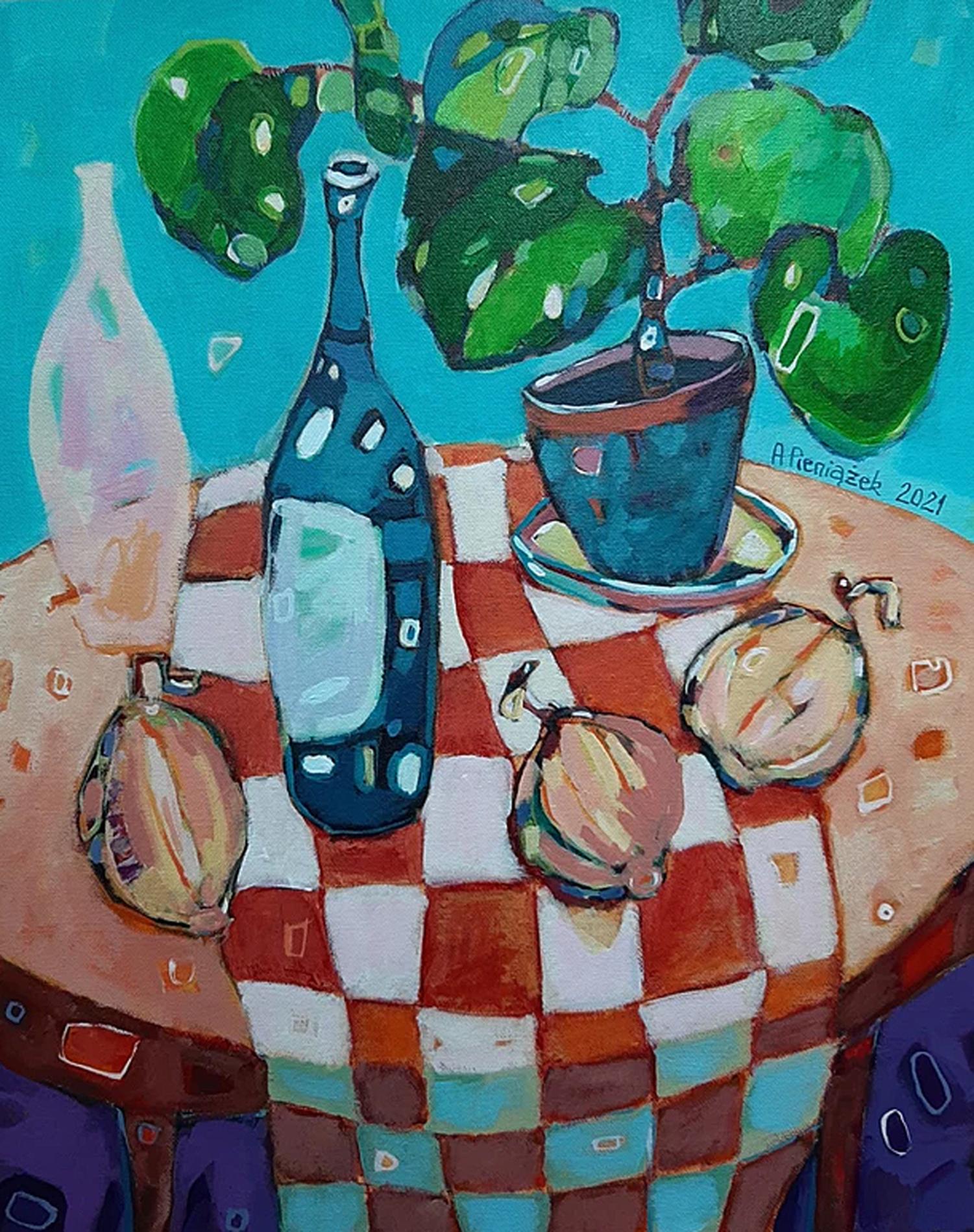 Ania Pieniazek - Still Life with Green Tray - Colourful Interior Scene ...
