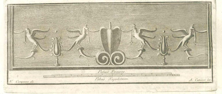 Aniello Cataneo - Animals Pompeian Fresco - Etching by Aniello Cataneo ...