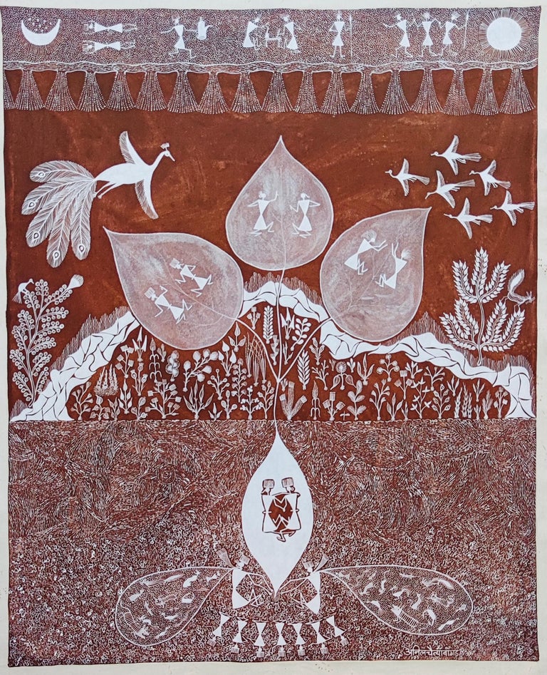 Anil Vangad - Animal Tribal Nature Painting Canvas India Art Brown ...