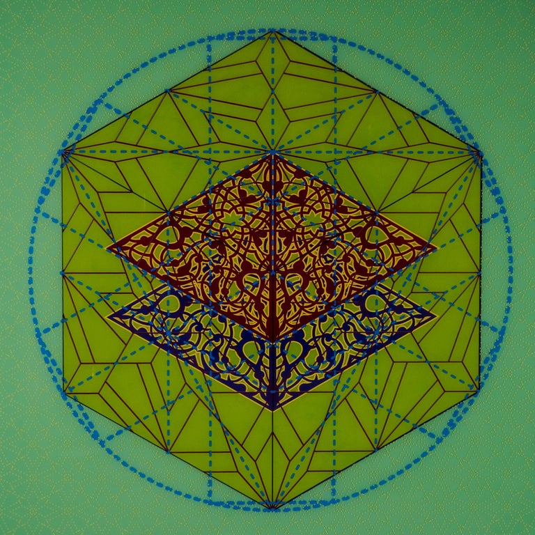 Anila Quayyum Agha - High-contrast green and gold resin painting ...