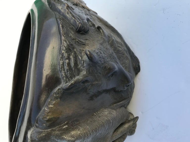 Animal Bowl Bronze Cast Multi-Patina from Original Japanese Lion Face ...