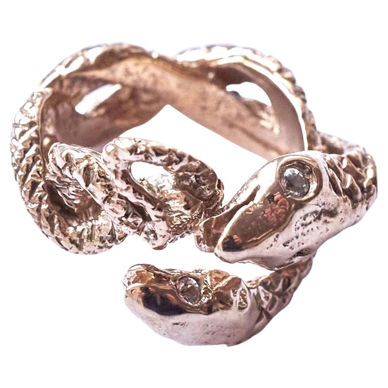 Animal jewelry Aquamarine Snake Ring Bronze Cocktail Ring J Dauphin For ...