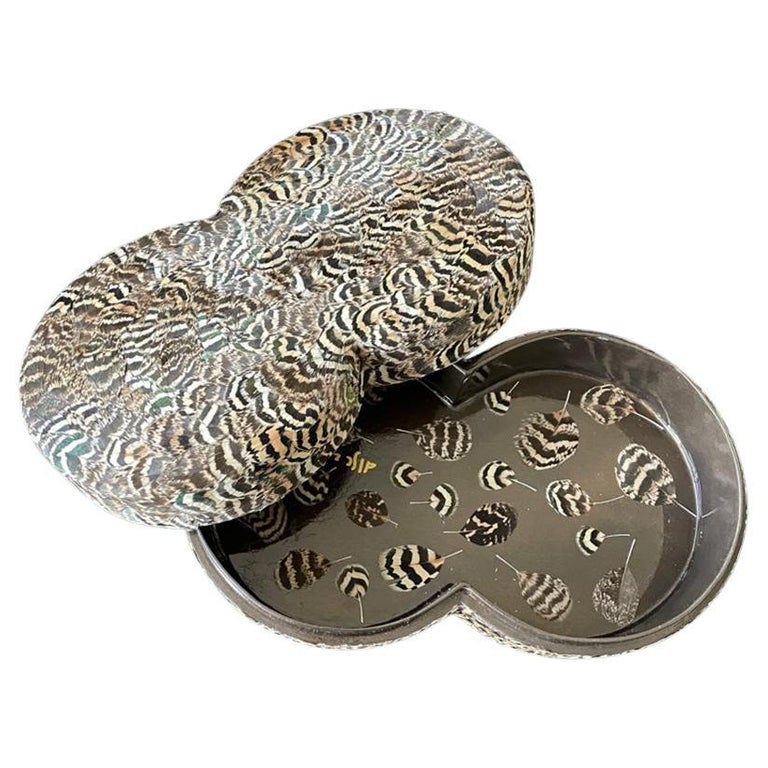 "Animal Mix" Lacquered Double Circle Box For Sale at 1stDibs