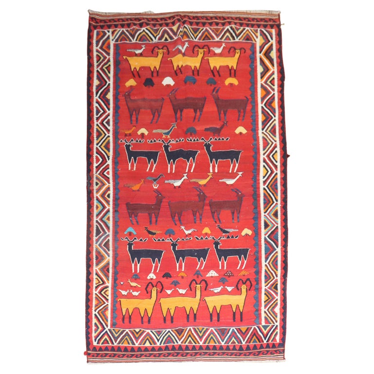 Animal Pictorial Persian Kilim For Sale at 1stDibs