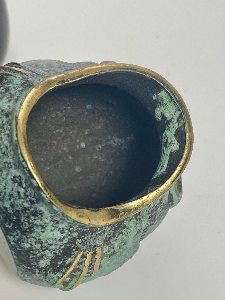 Animal Sculpture, Ashtray, Patinated Brass, in Green Patina, Walter ...