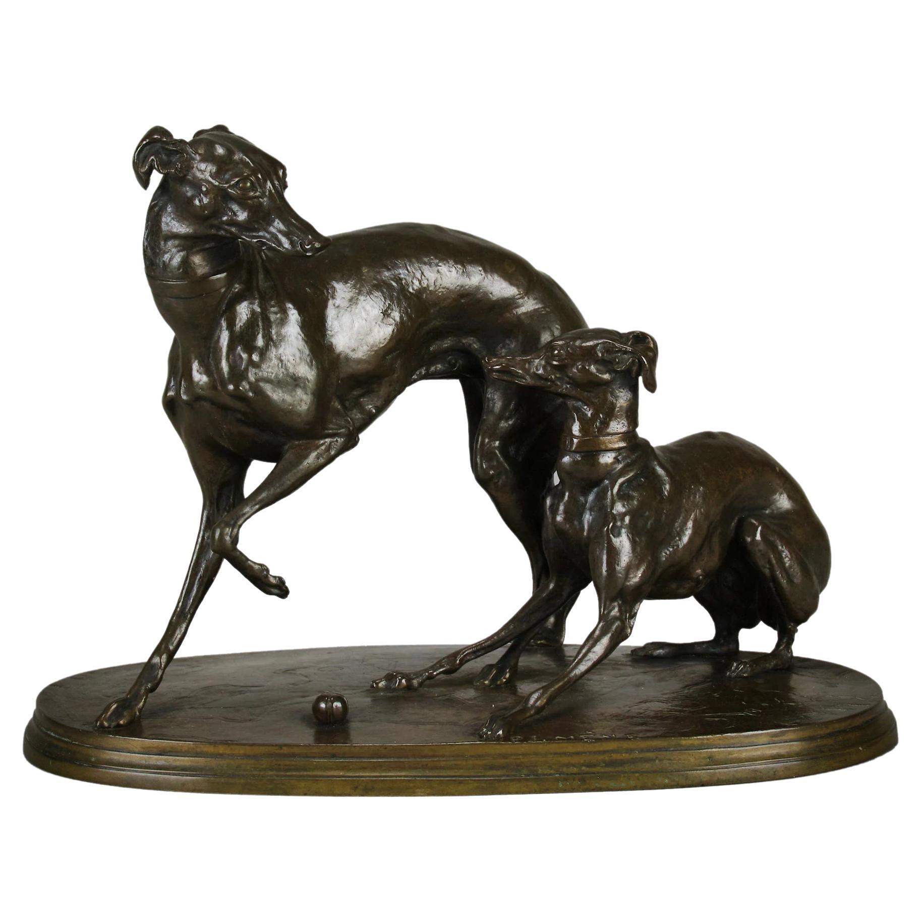 Anamilier Bronze Entitled "Greyhound and King Charles Spaniel" by P J ...